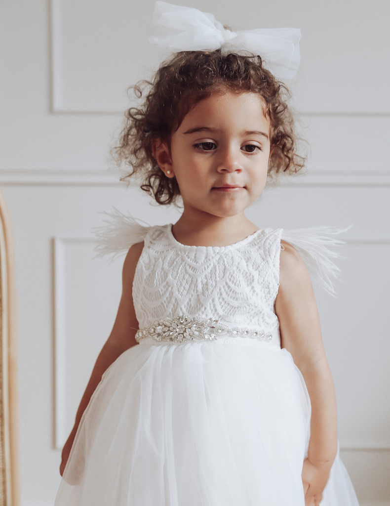 Sparkle Princess Rhinestone Sash - White – Karibou Kids